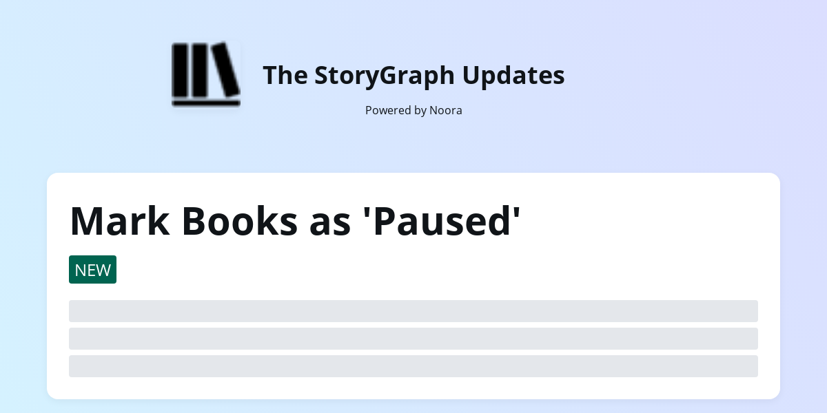 Mark Books as 'Paused' | The StoryGraph