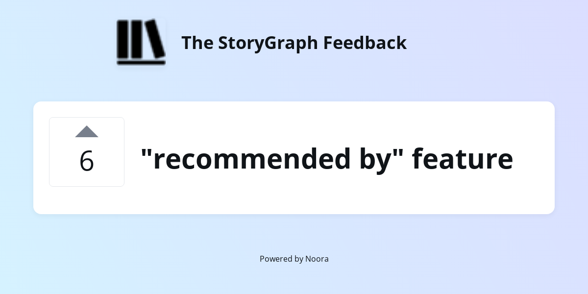 "recommended by" feature | Requests/Ideas | The StoryGraph