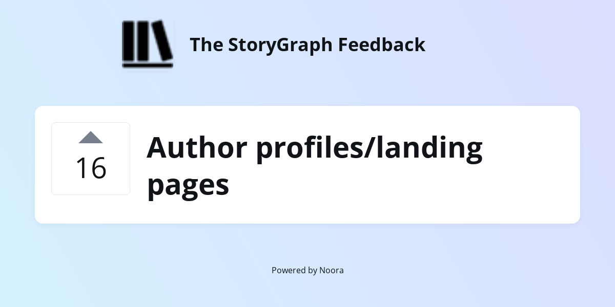 Author profiles/landing pages | Requests/Ideas | The StoryGraph